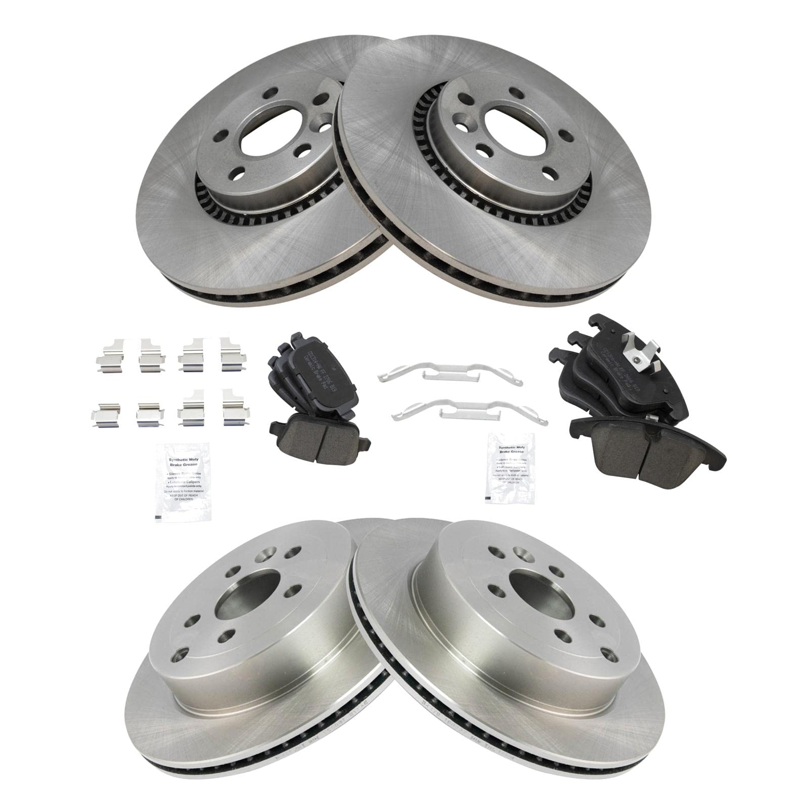 TRQ Front and Rear Brake Pad & Rotor Kit Brake Pads Brake Rotor Ceramic ...