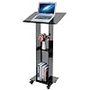 Acrylic Podium Stand with Lockable Wheels 47" Clear Podium Lectern ...