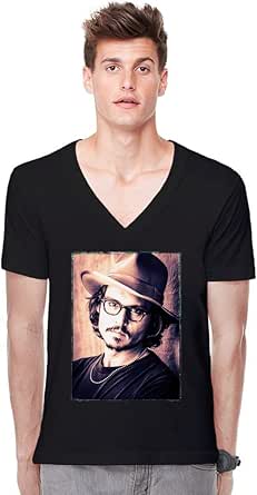 Johnny Depp Hollywood Photo Deep V-neck T-shirt XX-Large: Amazon.ca ...