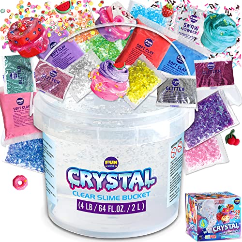 4 LB Huge Glassy Clear Slime Bucket Toy for Kids, FunKidz 64 FL OZ ...
