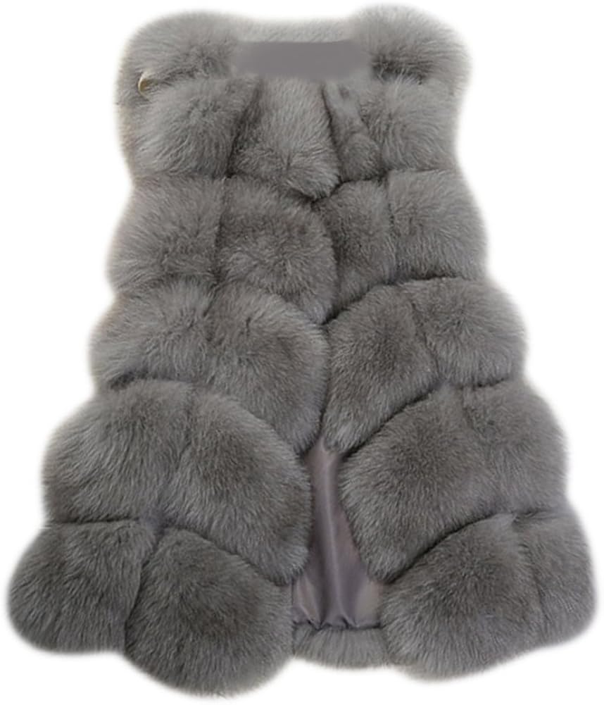 mioim Damen Jacke Kunstfur Fellweste Pelzweste Warm Winterjacke Weste Faux Pelz Lang Felljacke ...