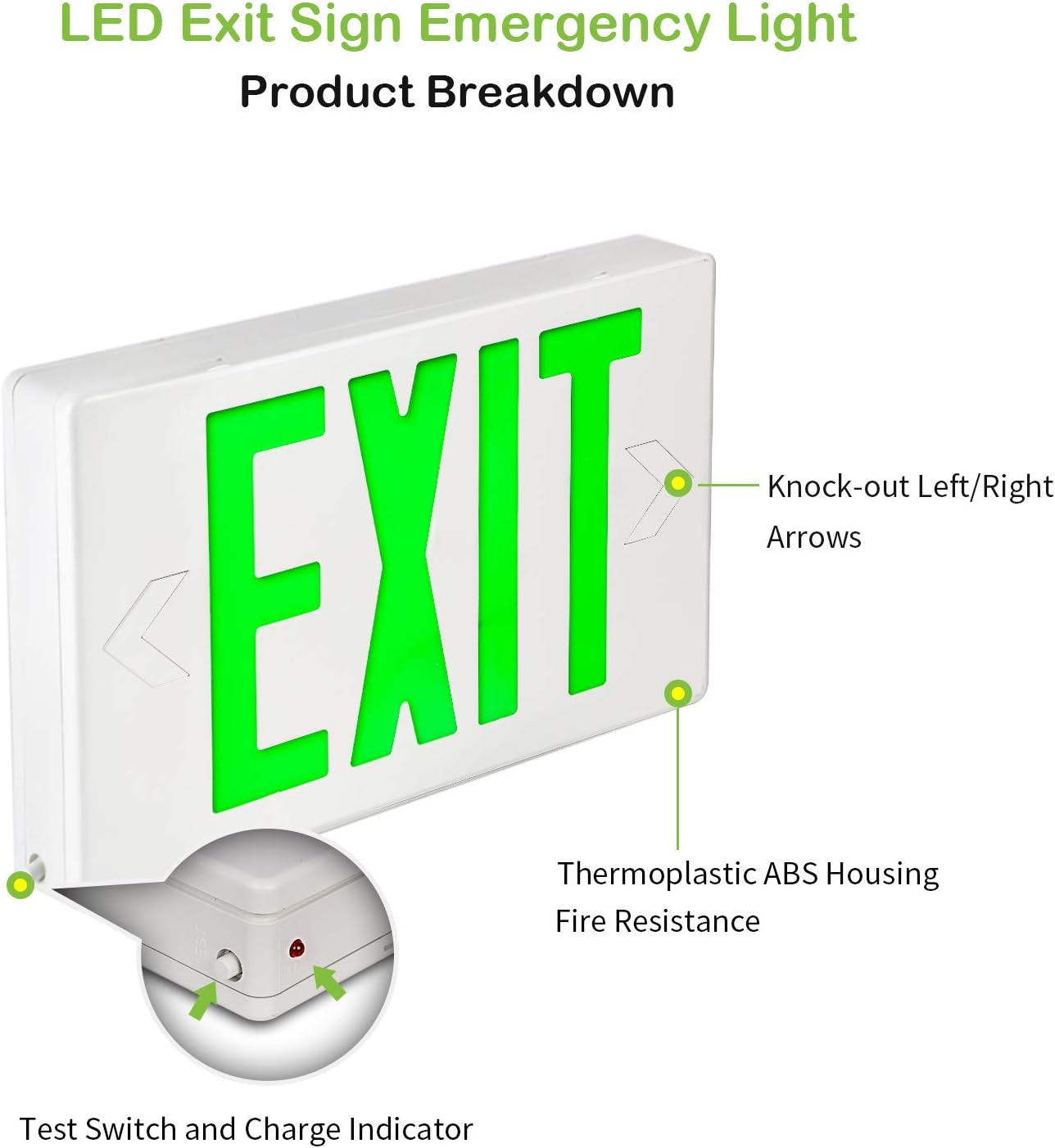 120V-277V Universal Mounting Double Face Red Letter Emergency exit ...