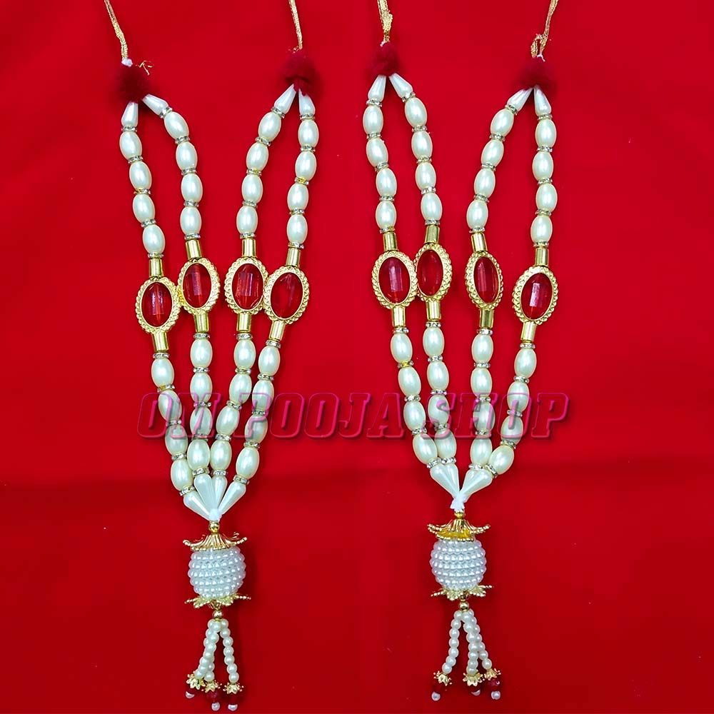 Buy Lotus Seed Shaped Moti Mala Set of 2 (18 inch Length) for god ...