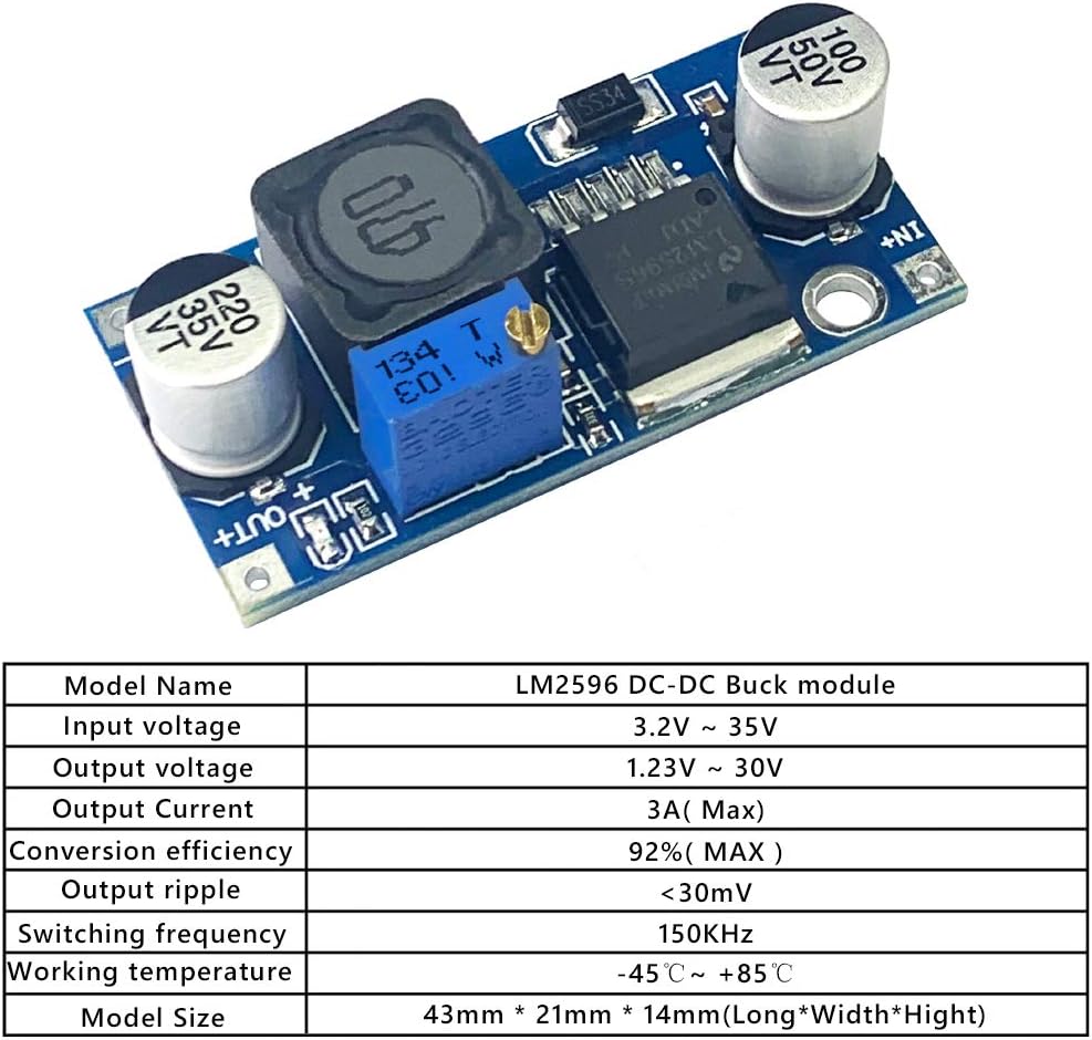 5PCS LM2596S DC-DC Step Down Variable Voltage Regulator Input 3.2-35V Output 1.25-35V Adjustable ...
