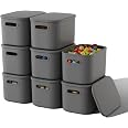 Amazon.com - ORGIDOL 8 Pack Dark Grey Storage Bins with Lids Stackable ...