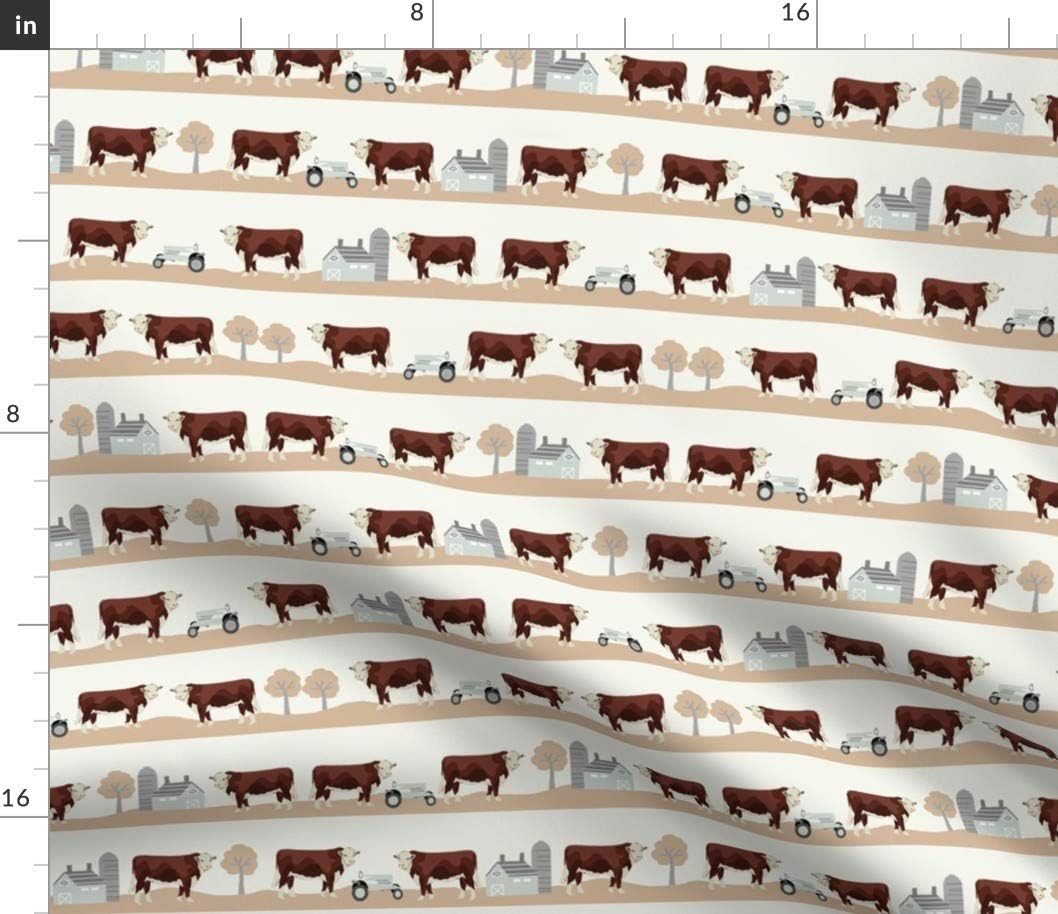 Amazon.com: Spoonflower Fabric - Hereford Farm Cow Pattern Cute Animals ...