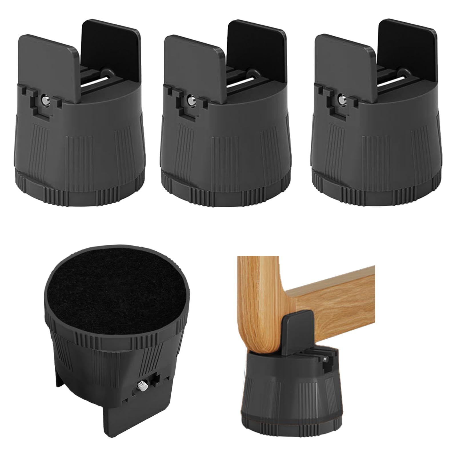 ZEMINIOR Bed Risers Heavy Duty, Furniture Risers with Adjustable Screw ...