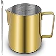 Amazon.com: CAMKYDE Stainless Steel Milk Frothing Pitcher 12 oz, Espresso Steaming Pitcher with ...