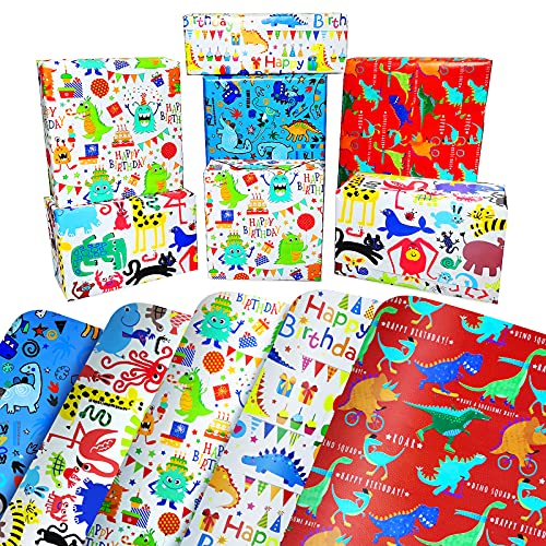 Kids Birthday Wrapping Paper for Boys Wrapping Paper Birthday Sheets-10 ...