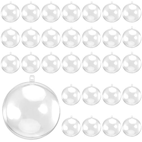 MANCHAP 30 PCS 90mm Clear Plastic Open Ornaments Ball, Plastic Fillable ...