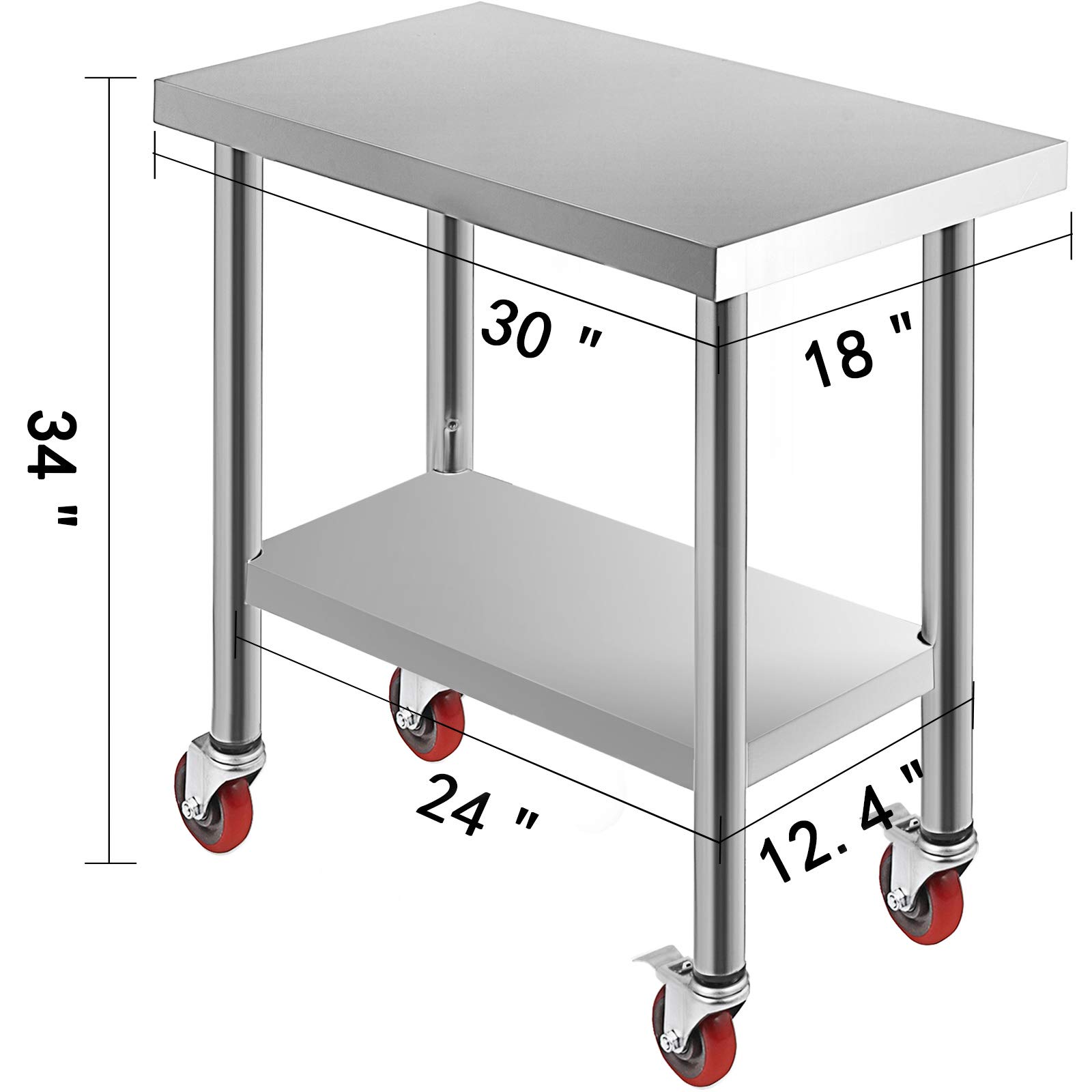 Mophorn 30x18 Inch Stainless Steel Work Table 3 Stage Adjustable Shelf ...