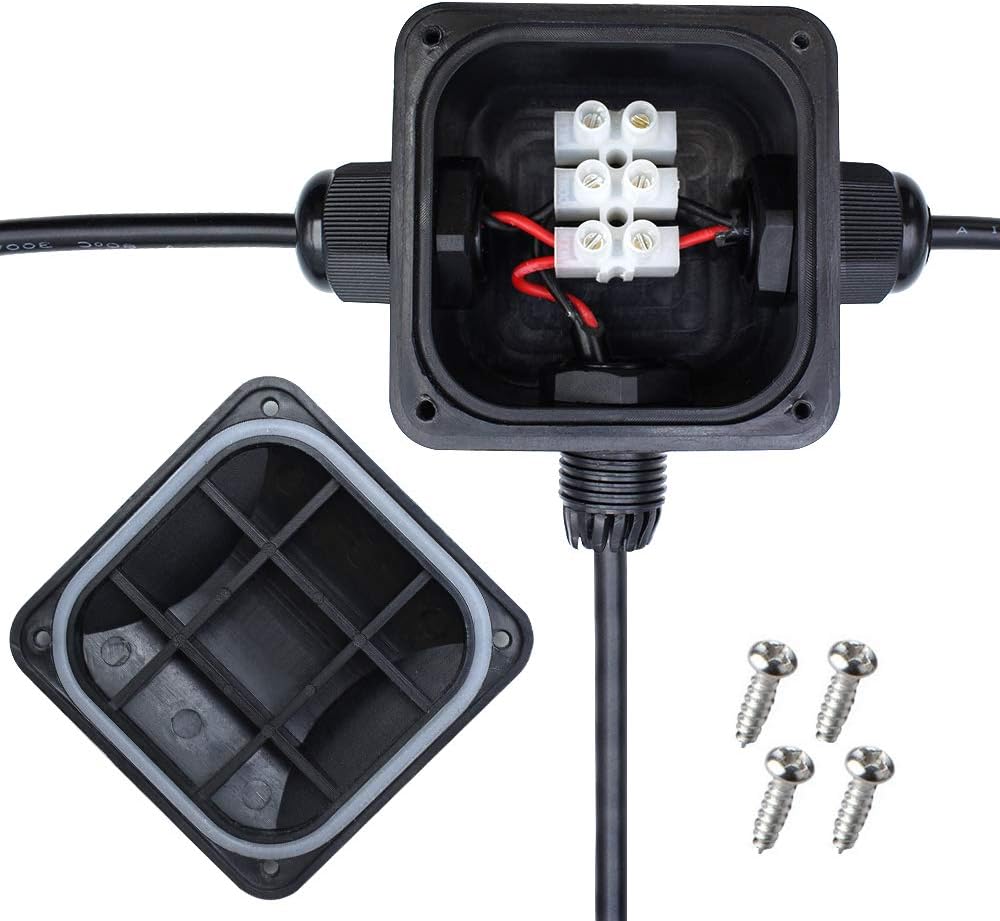 LightingWill Waterproof Junction Box, IP68, 3-Way Outdoor Cable ...