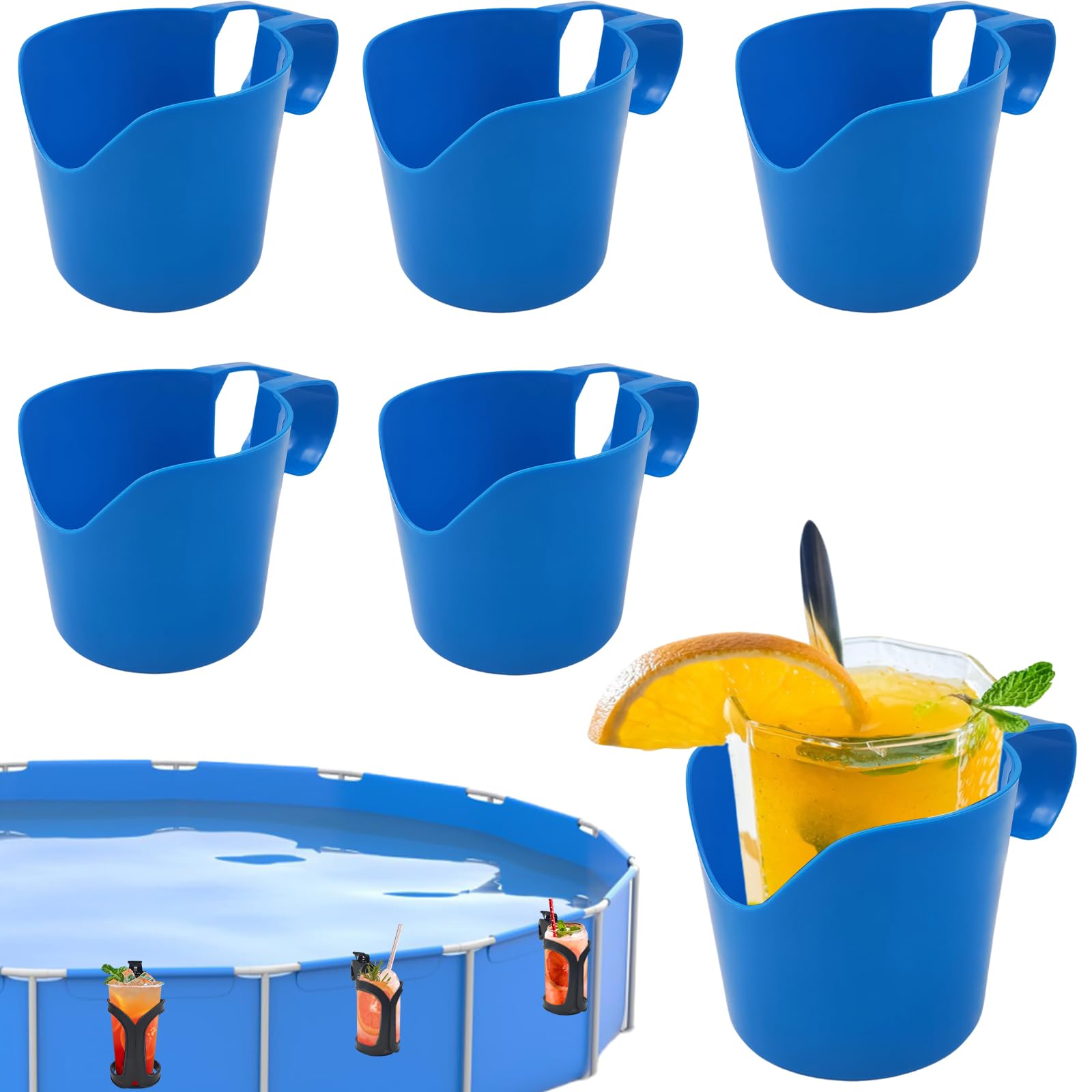 6 Pack Poolside Cup Holder for Above Ground Pools, Swimming Pool ...