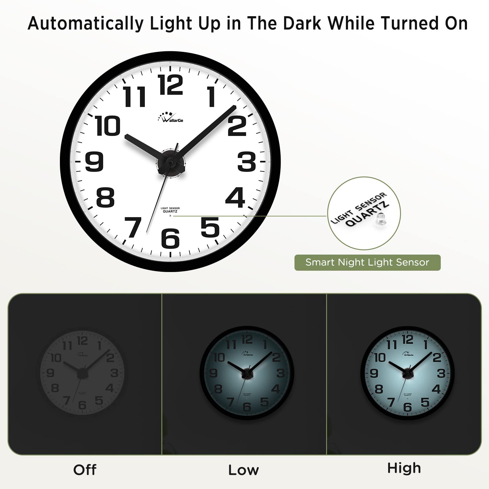 Mua WallarGe Night Light Wall Clock for Bedroom - Silent Lighted up ...