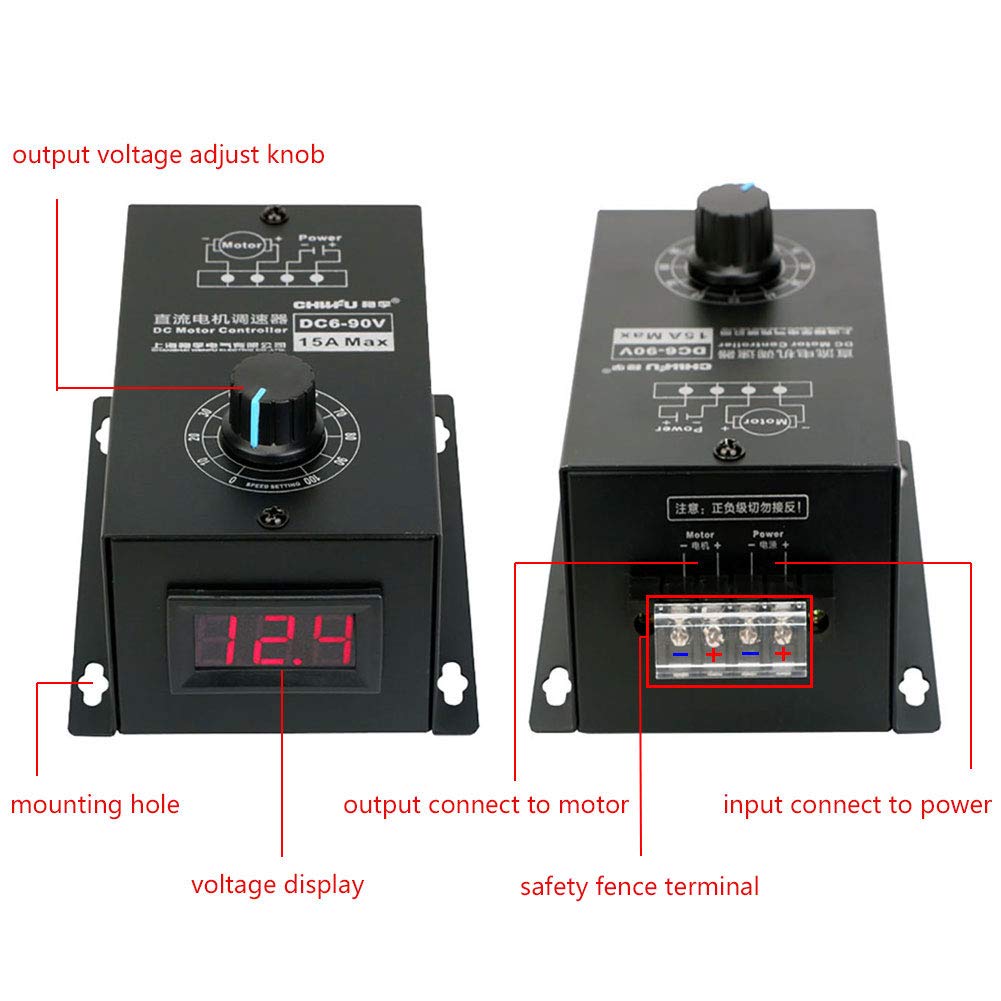 6V-90V 15A DC Motor Speed Control PWN Controller for PCL 0.01-1000W DC ...