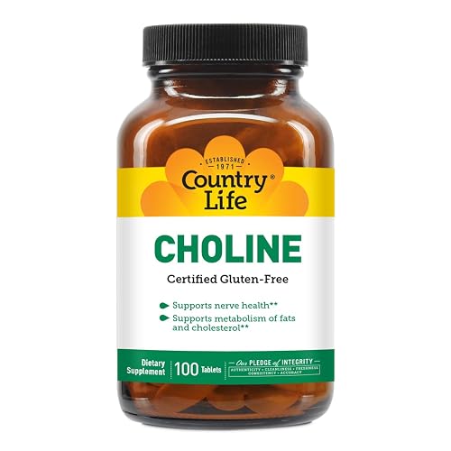 Country Life Choline 266mg, Certified Gluten Free, Certified Vegan ...