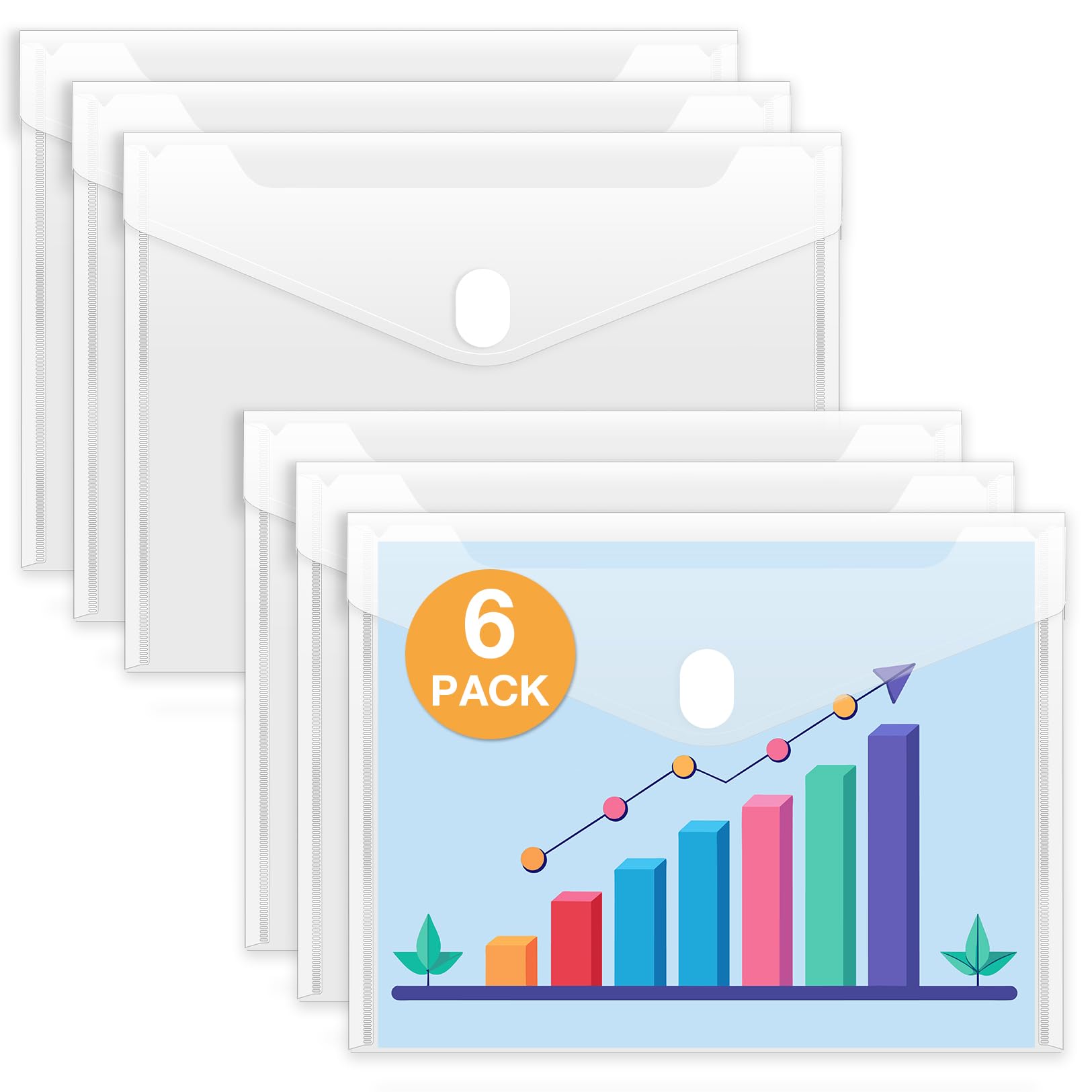 Mua Sooez 6 Pack Plastic Envelopes File Folders, Rainforced Clear ...