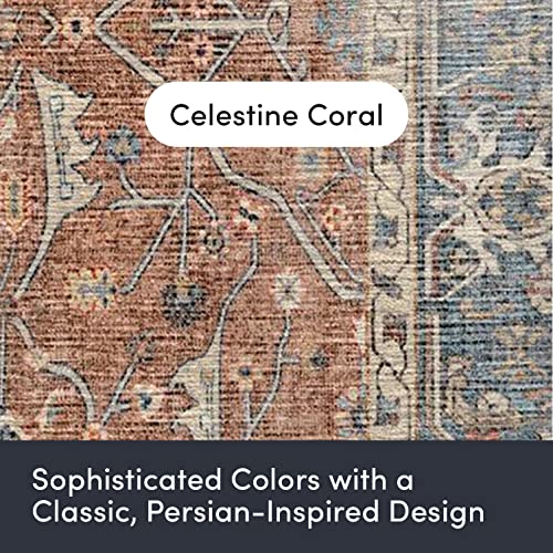 Ruggable - Celestine Coral – Machine Washable Area Rug – Pet & Child ...
