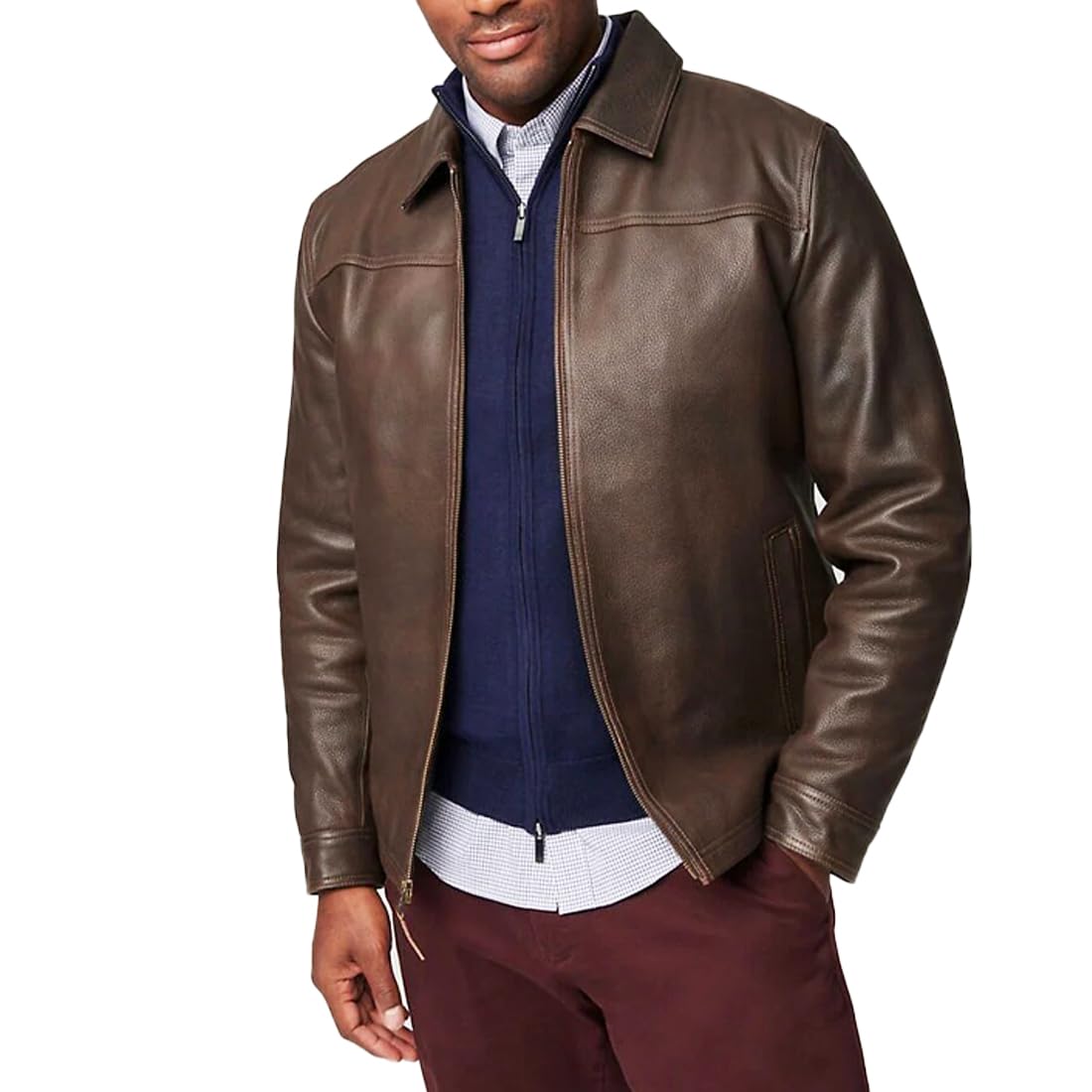 Isaac & David Chicago Men's New Black/Brown Lambskin Leather Classic ...