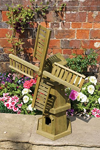 Garden Mile® Heavy Duty Freestanding Rustic Wooden Garden Windmill With ...