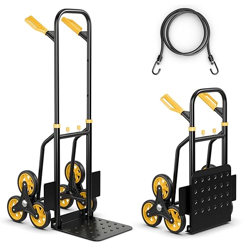 Goplus Hand Truck, Folding Height Adjustable Stair Climbing Cart with ...