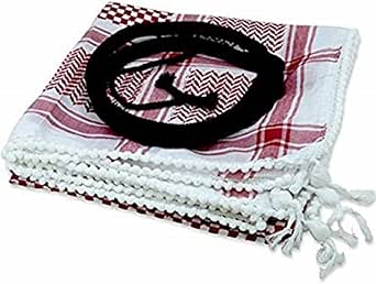 Amazon.com: Middle Eastern Red & White Kafiya Keffiyeh Kufiya with Aqal ...