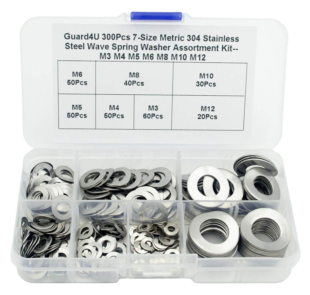 Amazon.com: Guard4U 300Pcs 7-Size Metric 304 Stainless Steel Wave ...