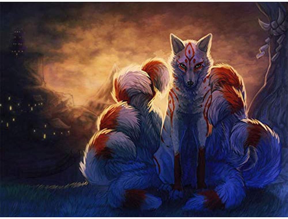 zxx5d 5D Diamond Painting Set Full Bilder Fuchs Mit Neun Schwänzen Groß ...