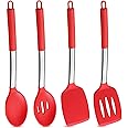 Amazon.com: P&P CHEF Kitchen Cooking Utensil Set of 4, Silicone Solid Spatulas Slotted Spoons ...