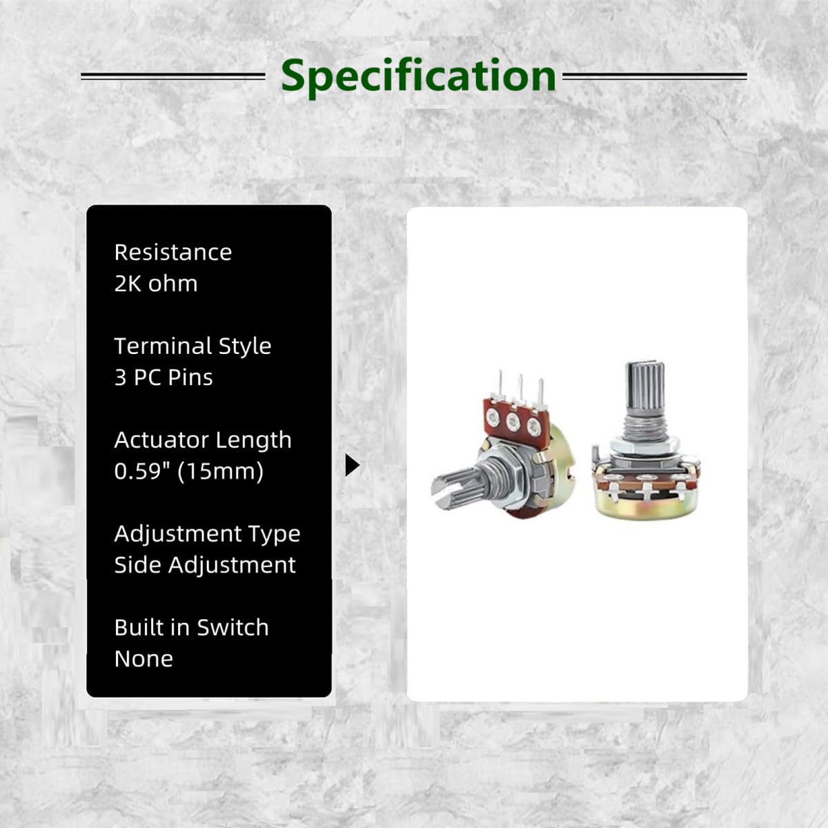 ELCOKITEX 16Pcs 2K Linear Taper Rotary Potentiometer 15mm Knurled Shaft ...