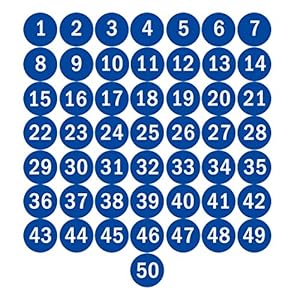 NAVAdeal 5cm Blue Round Number 1-50 Adhesive Stickers: Amazon.co.uk ...