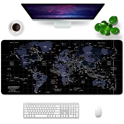 Amrgik World Map Mouse Pad Large XXL Gaming Mouse Pad Desk Mat 35x15.7 ...