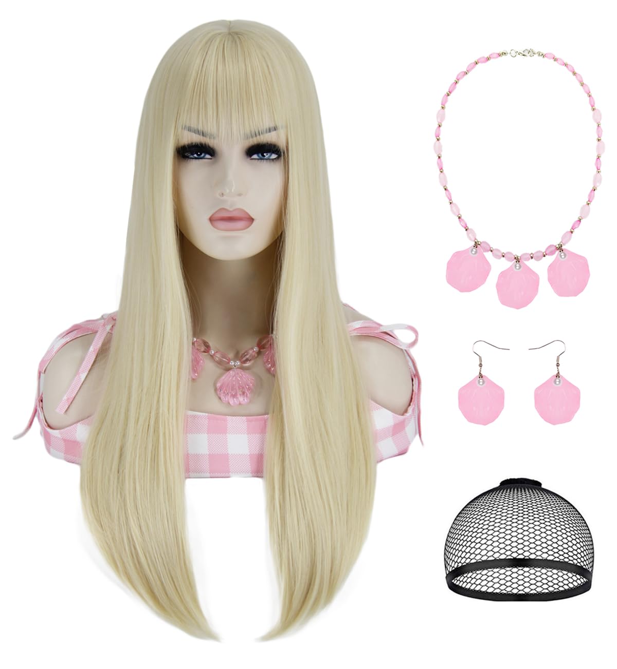 NICAT Blonde Wig for Women Cowgirl Costume with Necklace Earrings for ...