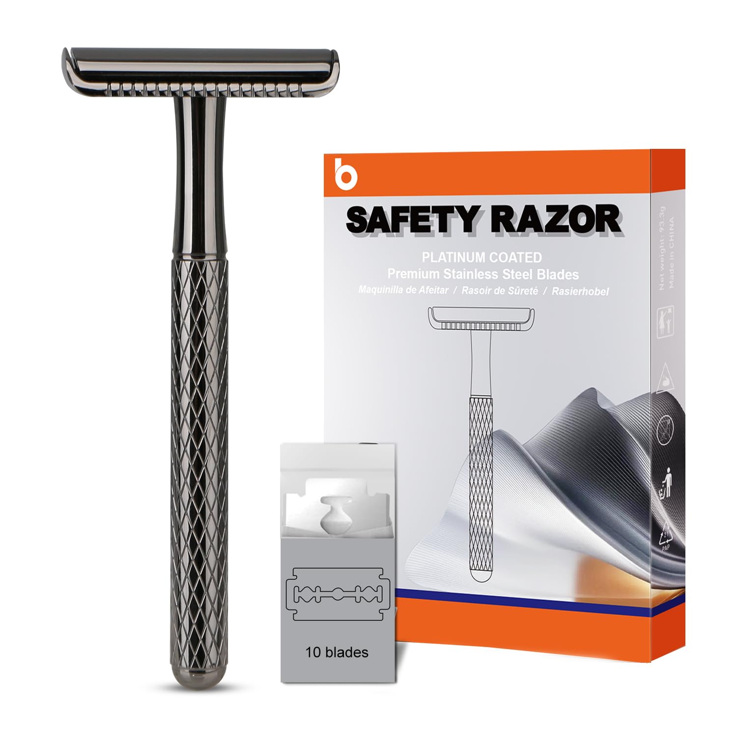 Shiny Black Double Edge Safety Razor, Single Blade Razors for Men and ...