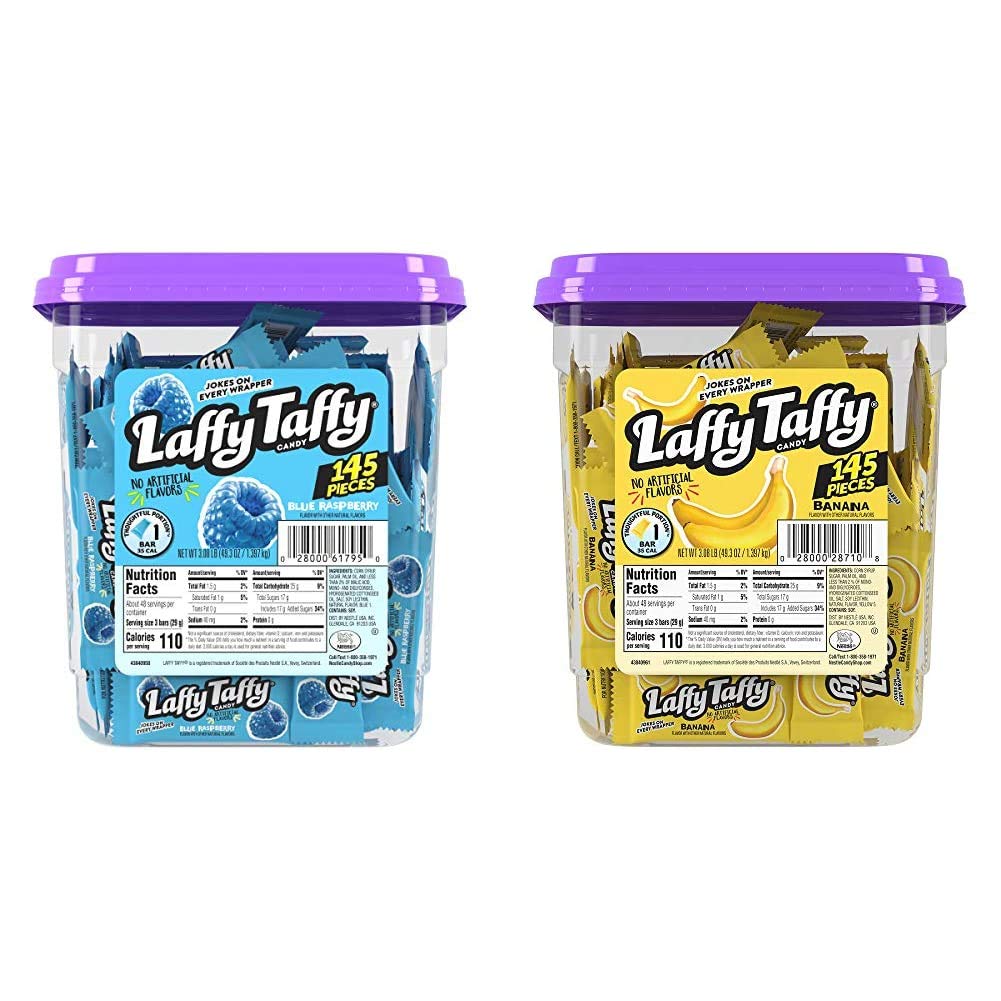 Amazon.com : Laffy Taffy Candy Jar, Blue Raspberry, 145Count & Candy ...