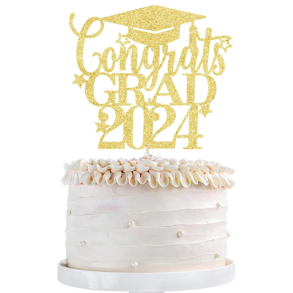 Qertesl Congrats Grad 2024 Cake Topper,2024 Graduation Cake Topper,High ...