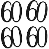 Amazon.com: Silver Glitter 60 Cut-Out Numbers, 60th Birthday Party ...