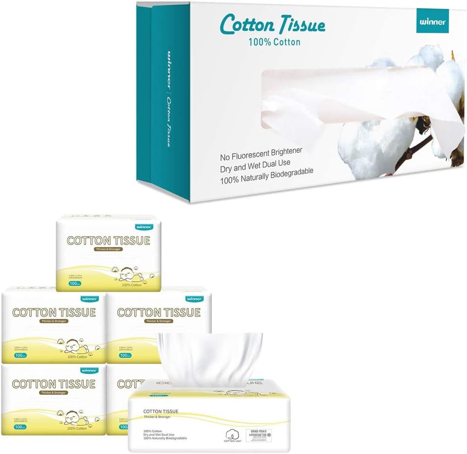 Amazon.com: Winner Facial Cotton Tissue, 100% Soft Dry Wipe, Dry and ...