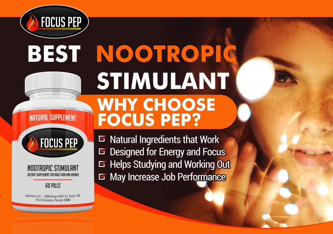 Addrena Focus Pep OTC Stimulants Brain Boosting Dietary Supplement ...