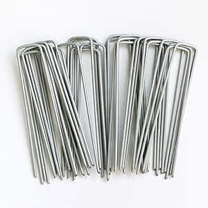 Amazon.com : 6 Inch Garden Stakes Galvanized Landscape Staples,U-Type ...