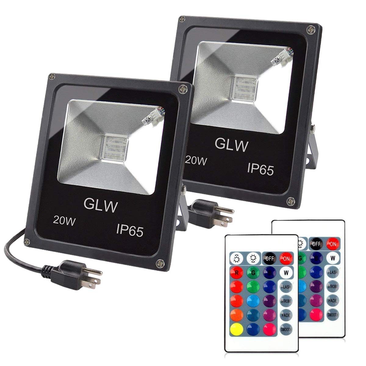 GLW 20W RGB LED Flood Lights Color Changing Floodlight with Remote ...