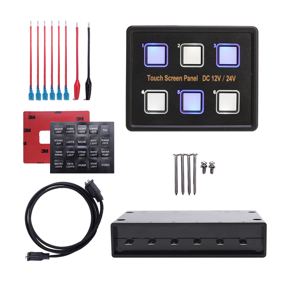 Mictuning 12V 24V 6 Gang LED Switch Panel Slim Touch Control Panel Box ...