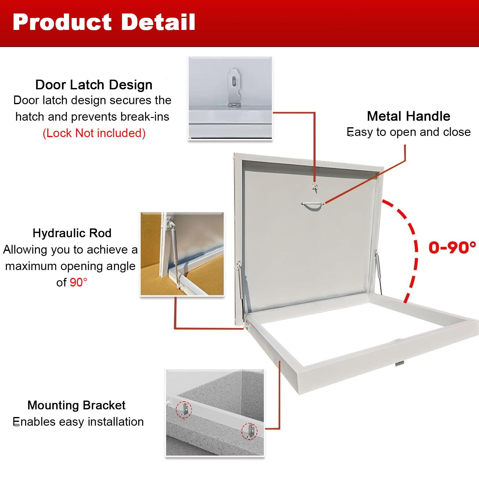 Roof Hatch, Aluminum Alloy Roof Access Hatch Door 90°Opening And ...