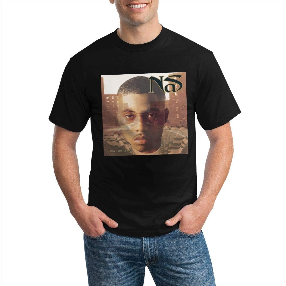 Fashion Men's T-Shirt NAS Rapper It was Written Round Neck Short Sleeve ...
