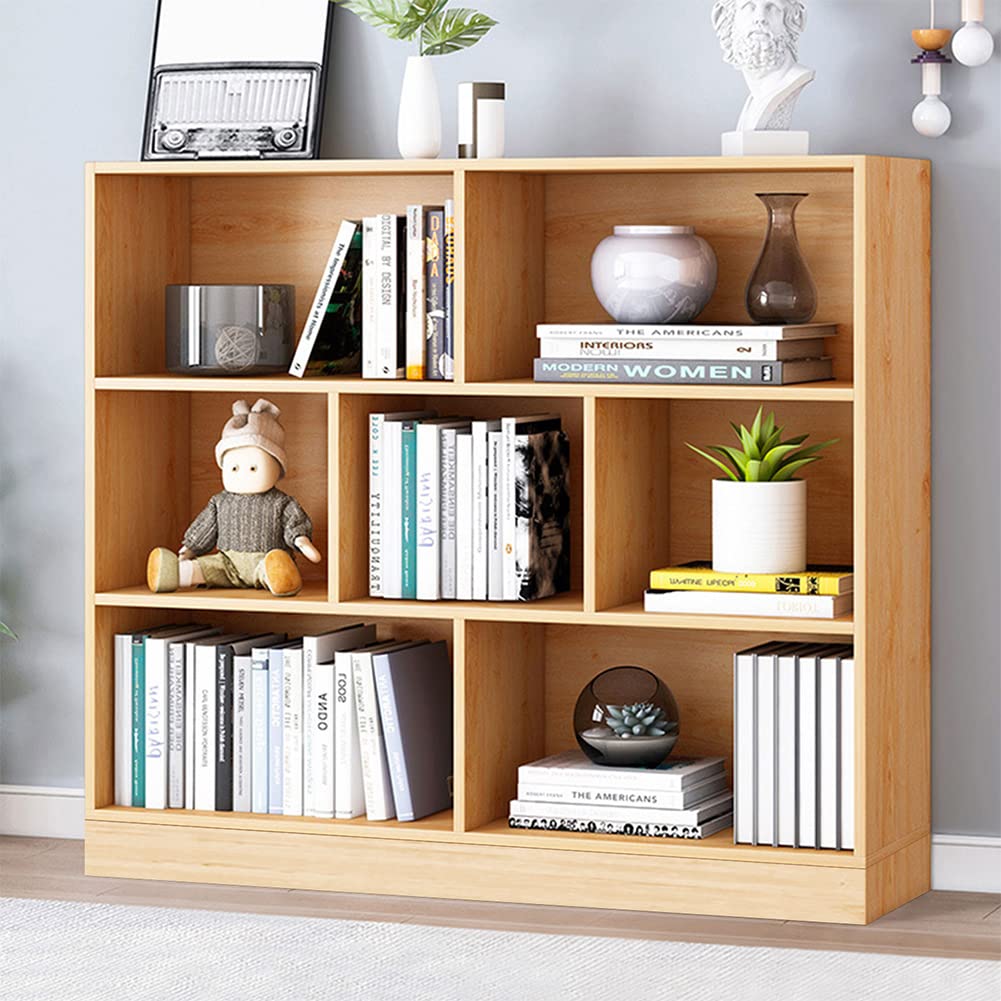 IOTXY Open Shelf Low Bookcase - Wooden 3-Tier Floor Standing Display ...