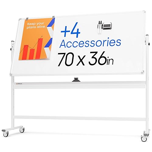 Rolling Dry Erase Board 70 x 36 - Large Portable Magnetic Whiteboard ...