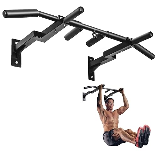 Yes4All Multi-Grip Wall Mount Pull-Up Bar, 16 Inches & 24 Inches ...
