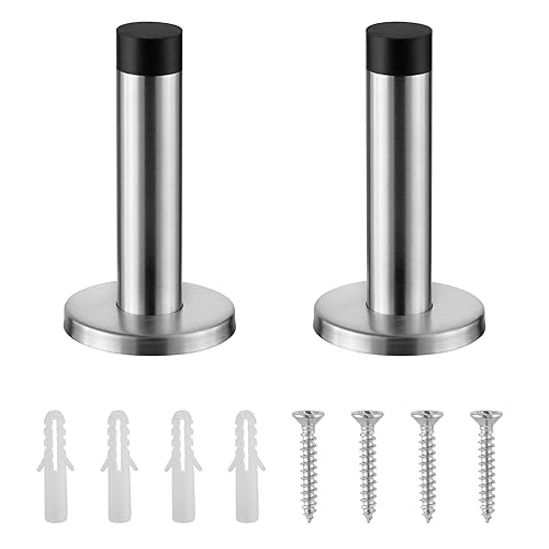 H&S Wall Mounted Door Stop - Heavy Duty Door Stopper - Stainless Steel ...