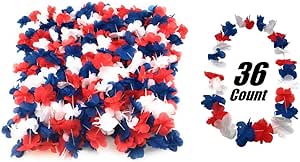 Amazon.com: 36 Pack Patriotic Leis Red White and Blue Party Leis for ...