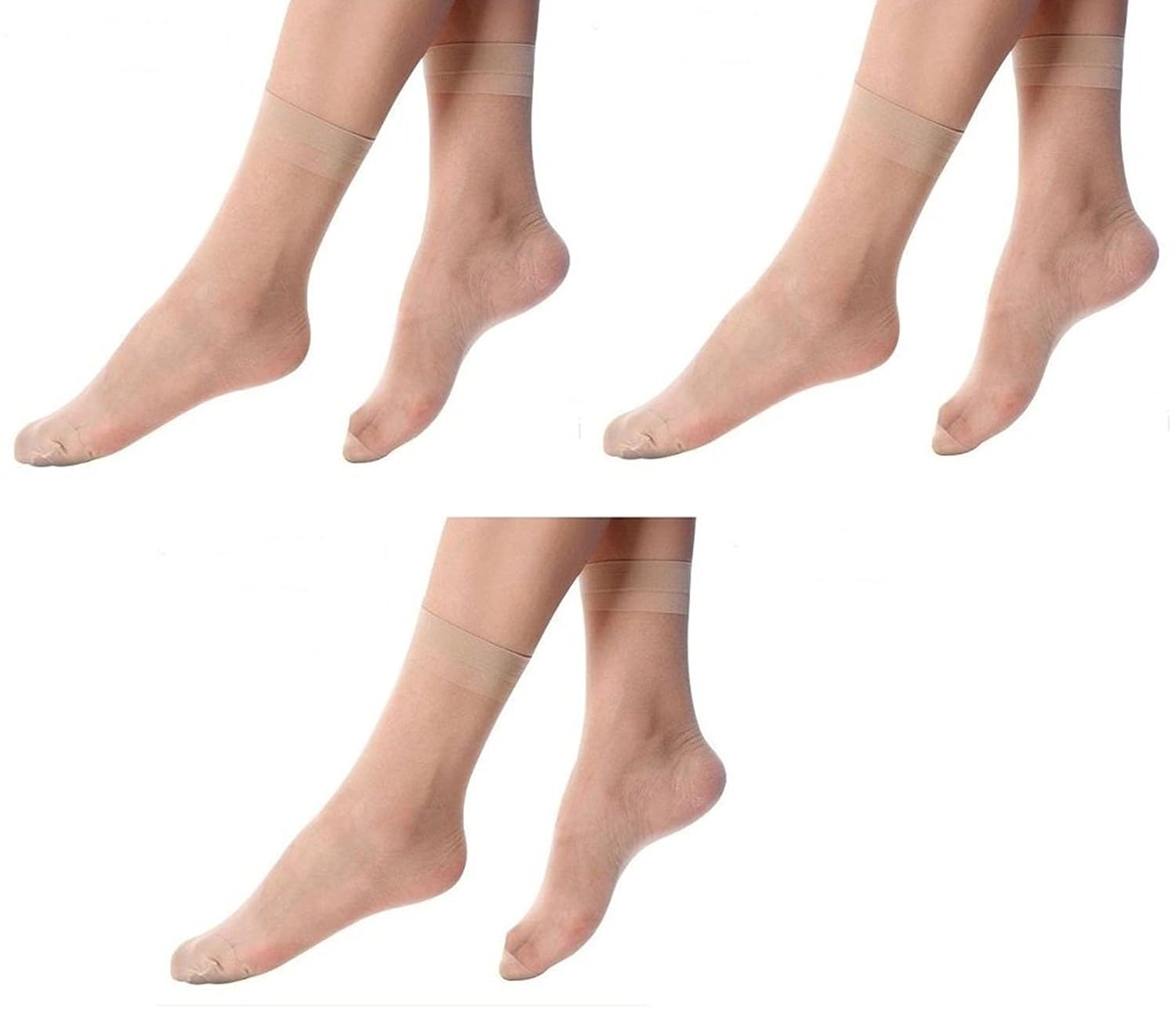 Blinkin Pack of 3 Skin Ultra-Thin Transparent Nylon Summer Skin Socks ...